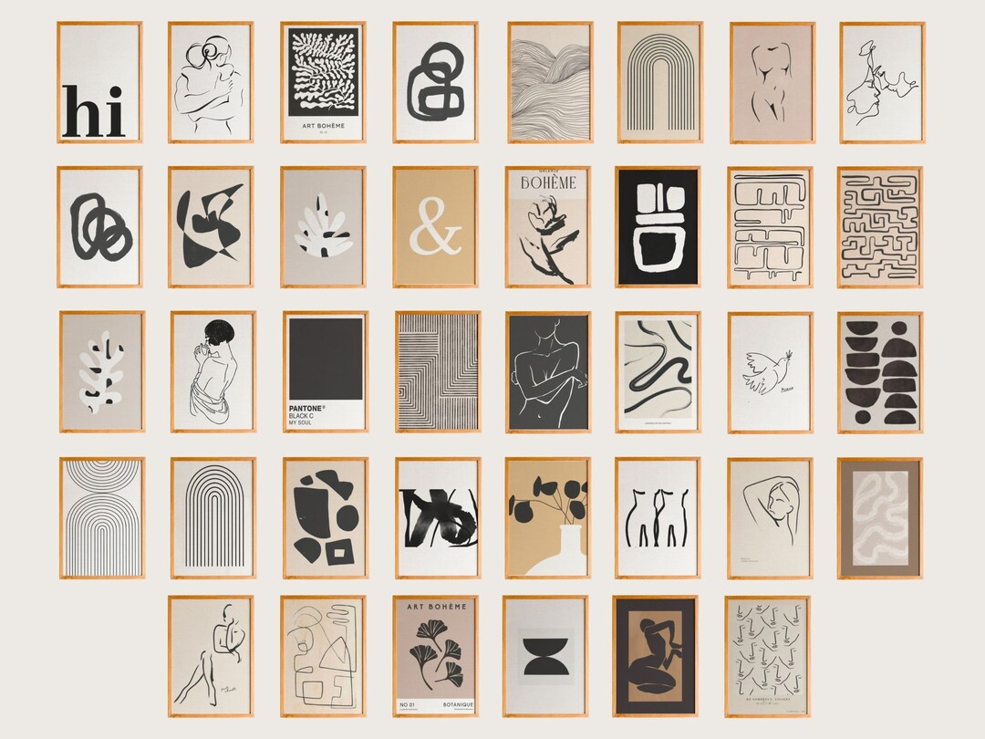 38 Modern Gallery Wall Set, Modern Gallery Prints, Boho Bundle Print ...