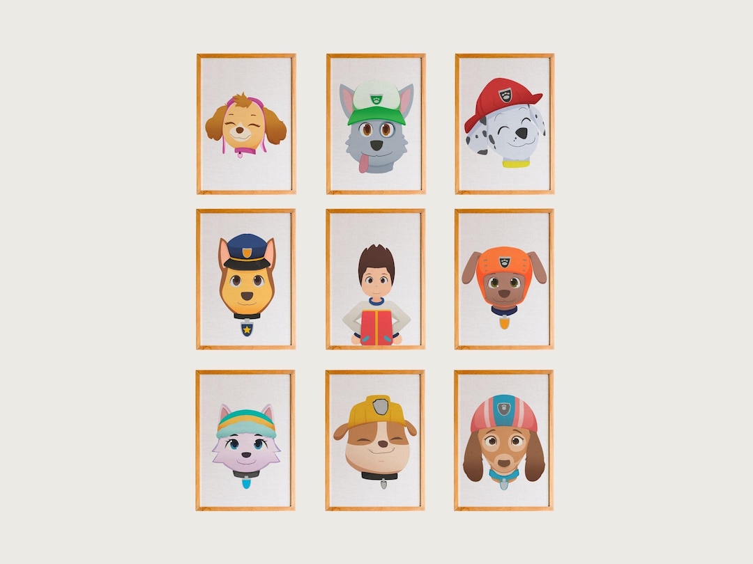 9 Paw Patrol Posters Set, Paw Patrol Prints Set, Paw Patrol Wall Art ...