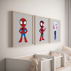 Spidey and Friends Poster Set of 3 Spiderman, Superhero Nursery ...