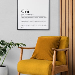 Grit Definition Print, Grit Print, Grit Sign Wall Art, Grit Wall Decor ...