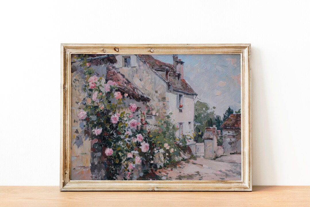 Cottage Oil Painting, Cottage Core Room Art, Cottage Printable Wall Art ...