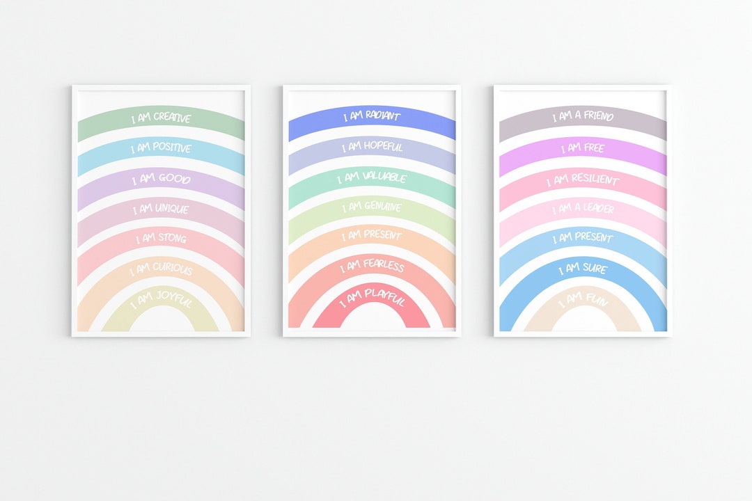 3 Affirmations for Kids Prints Set Affirmations Kids, Rainbow ...