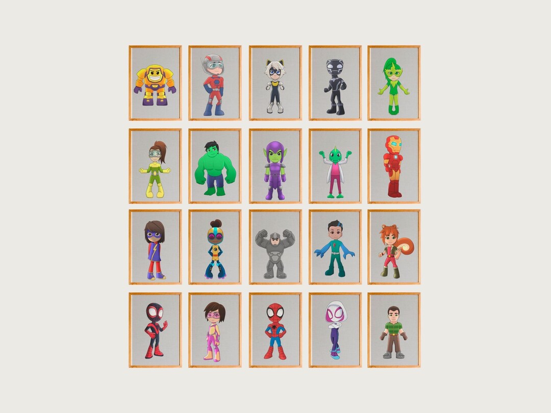 20 Spidey and Friends Poster Set, Spidey and His Amazing Friends Wall ...