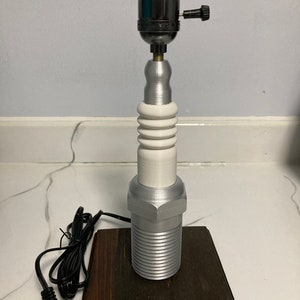 Spark Plug Lamp, 3d Printed With Stained Wood Base - Etsy