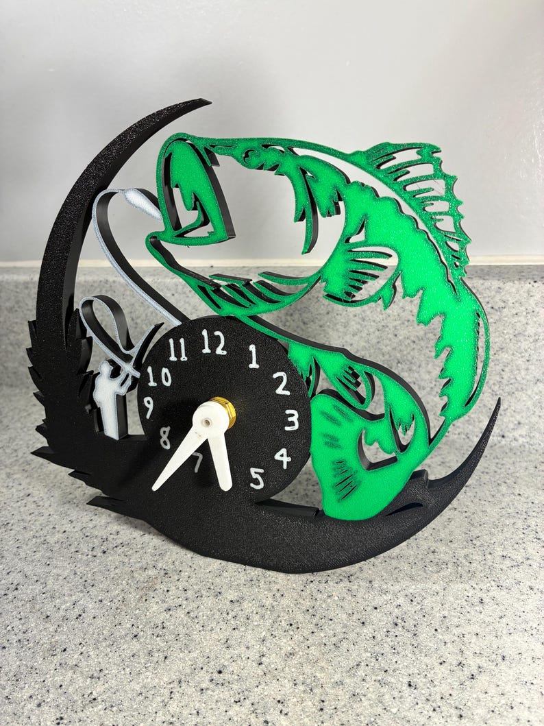 3d Printed Bass Fishing Desk Clock - Etsy