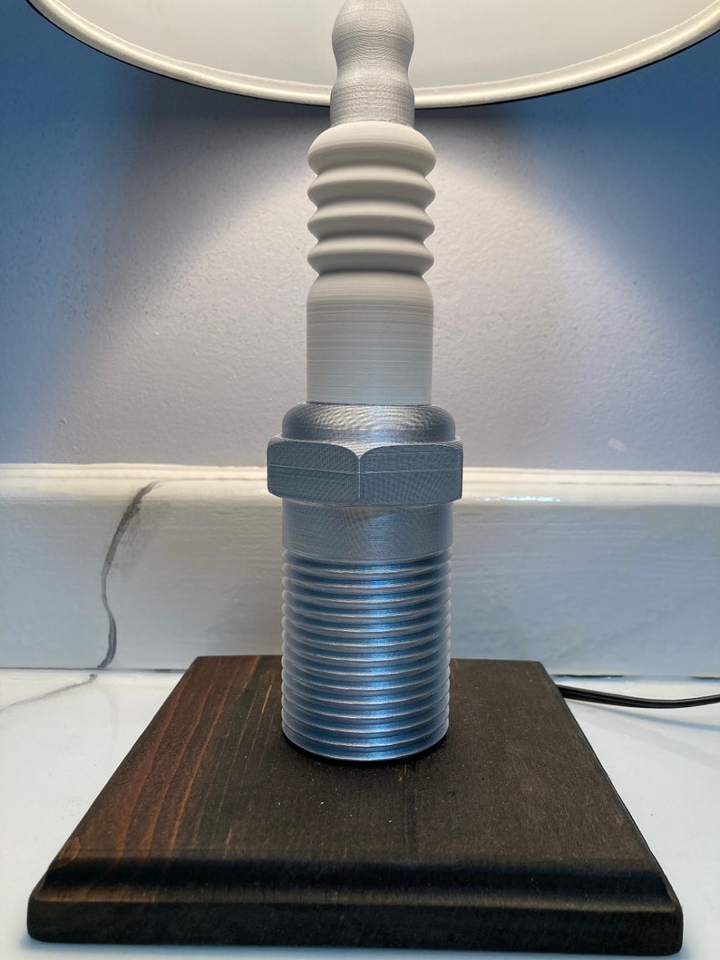 Spark Plug Lamp, 3d Printed With Stained Wood Base - Etsy