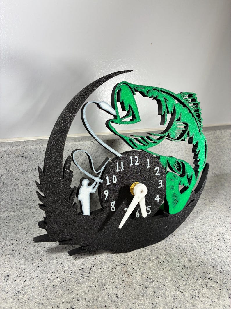 3d Printed Bass Fishing Desk Clock - Etsy