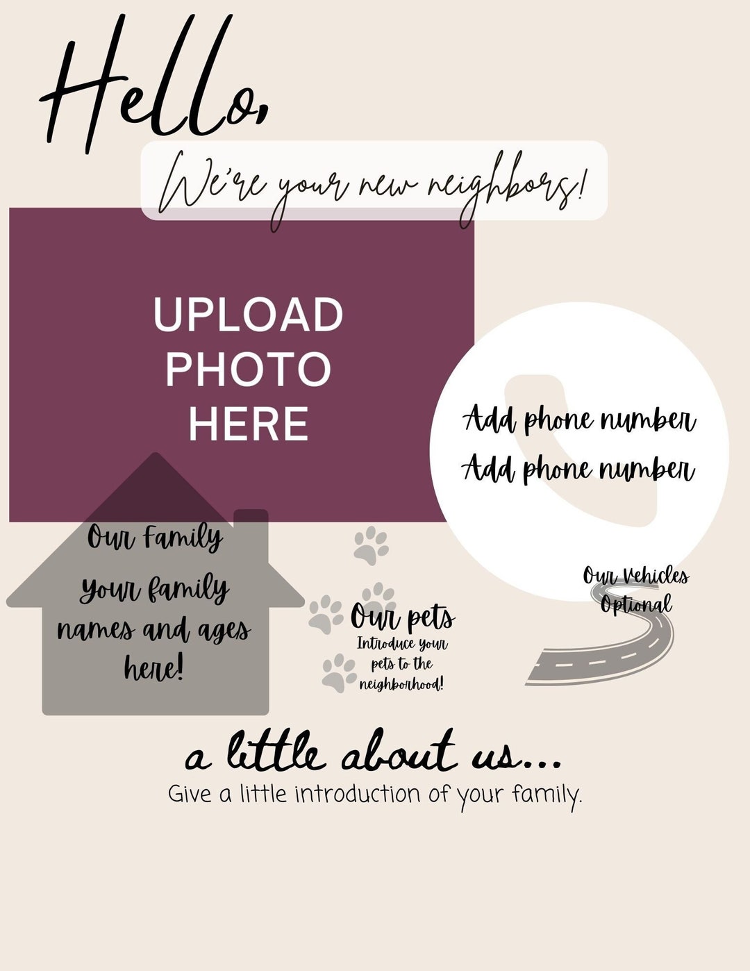 Neighbor Introduction Letter- Hello Neighbor! Editable Flyer Template ...