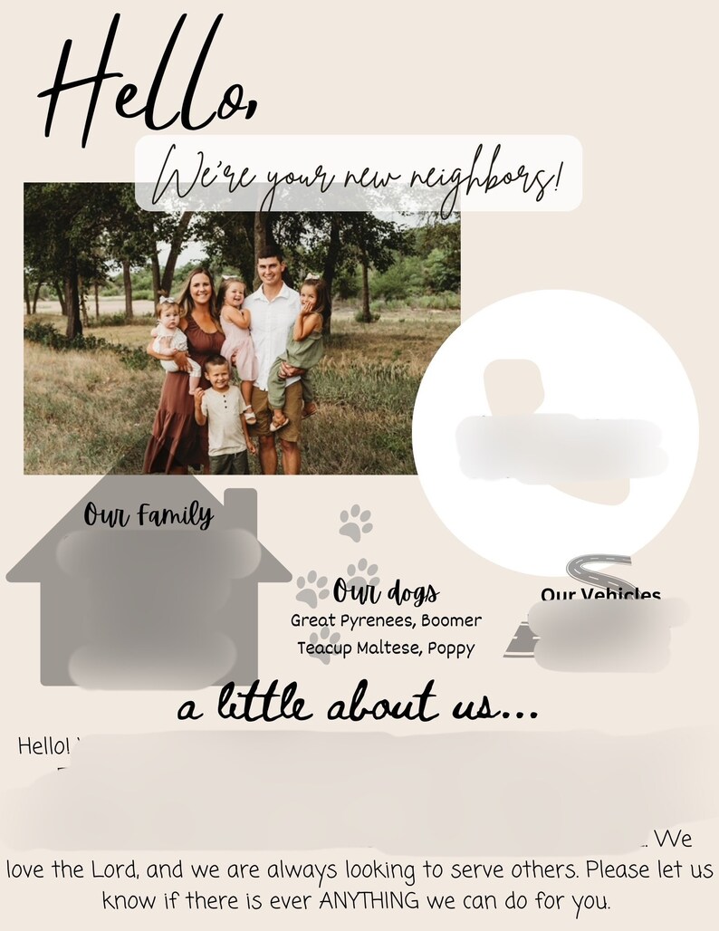 Neighbor Introduction Letter- Hello Neighbor! Editable Flyer Template ...