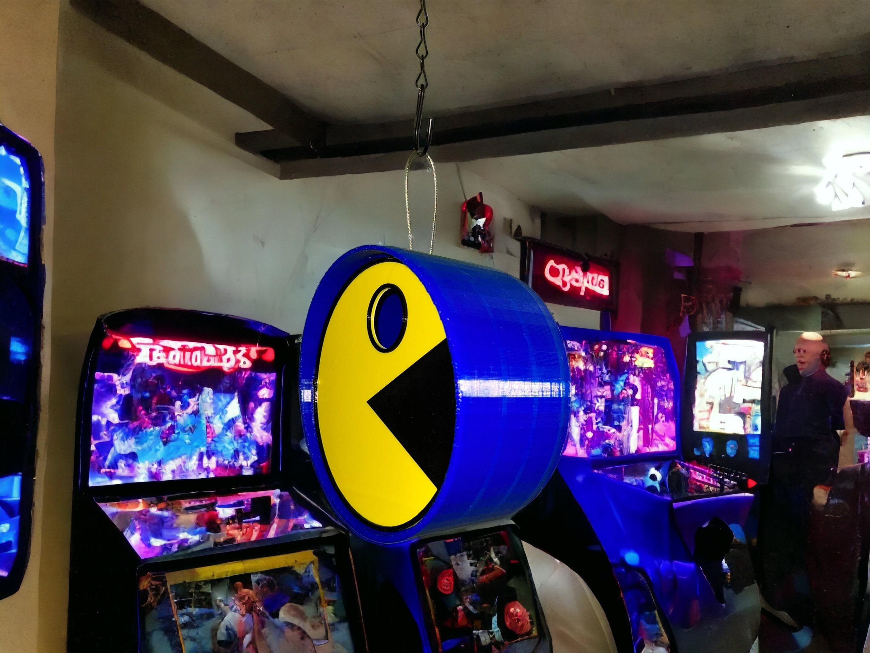 Pacman Bird House, Indoor or Outdoor Pac Man Yard Art Birdhouse Blue ...