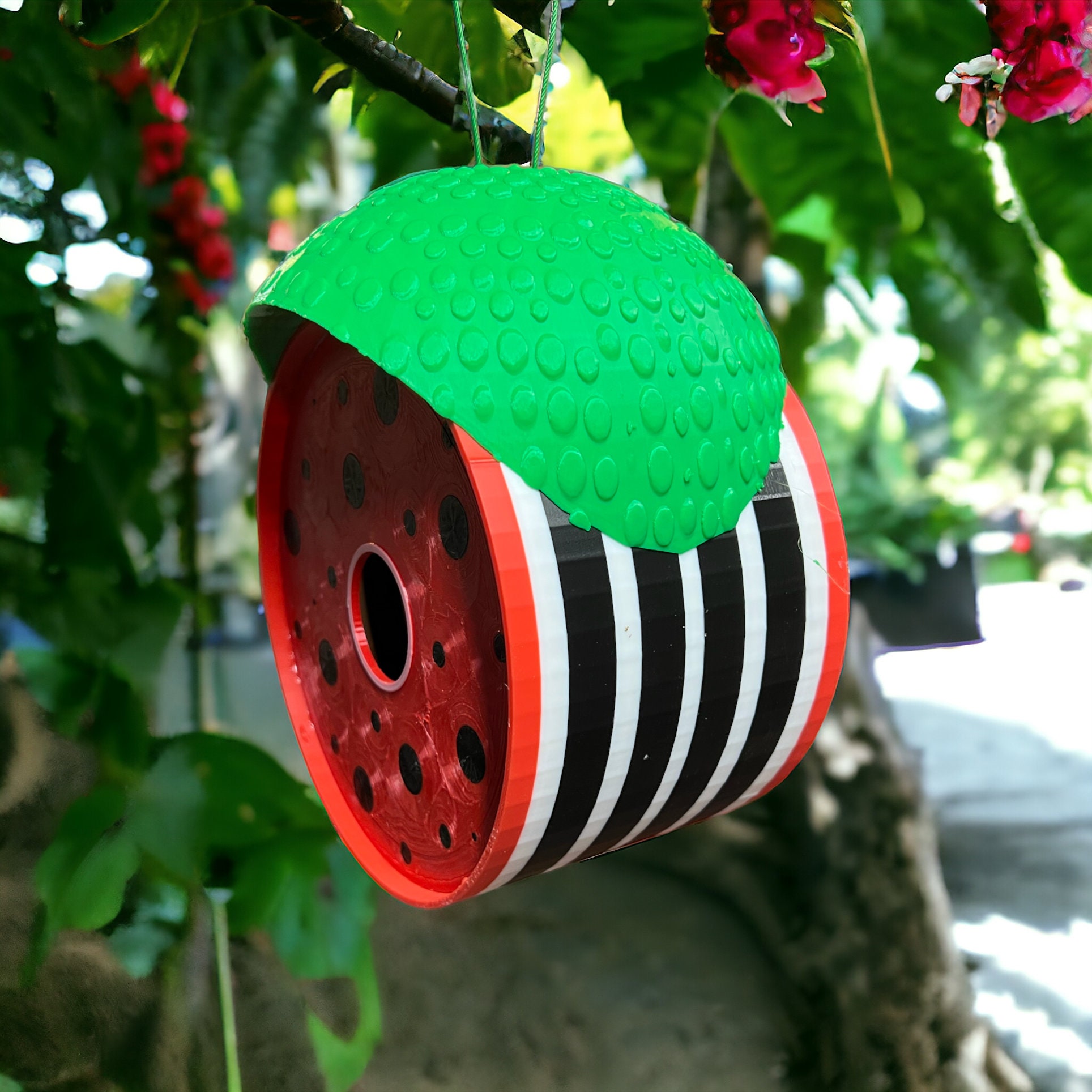 Ladybug Birdhouse Lady Bug Red Black and Green Spotted House for Birds ...