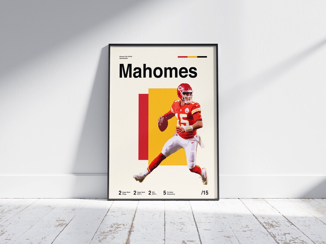 Patrick Mahomes Poster, NFL Kansas City Chiefs 11x14 Modern Minimalist ...