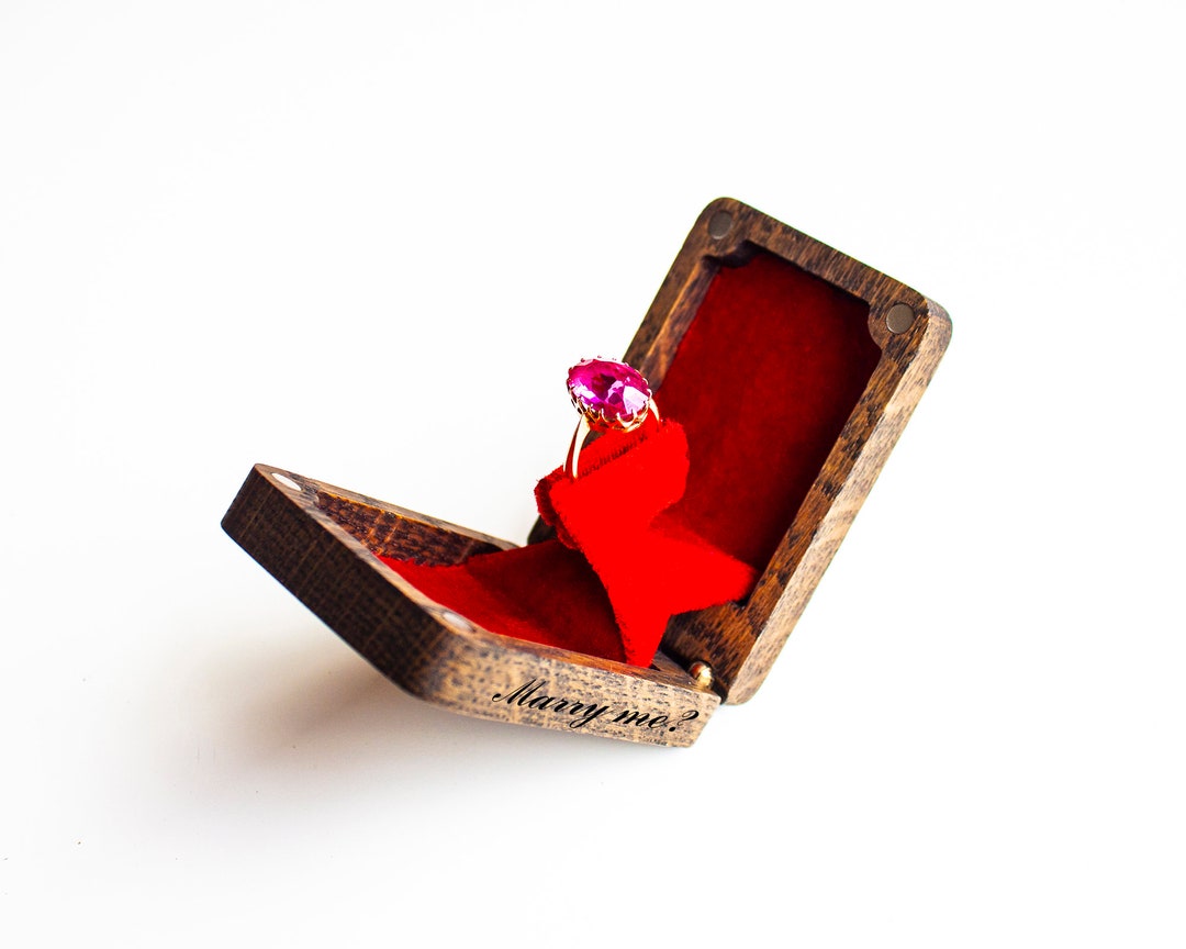 Kinetic Engagement Ring Box for Wedding Ceremony, Black Wooden Ring Box ...