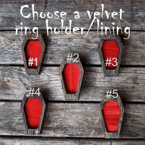 Custom Dark Oak Coffin Ring Box With a Velvet Ring Holder, Vintage Inspired Coffin Jewelry Box ...