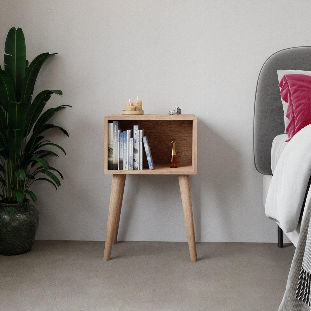 Minimalist Solid Wood Side Table Light Oak ASTA - Etsy