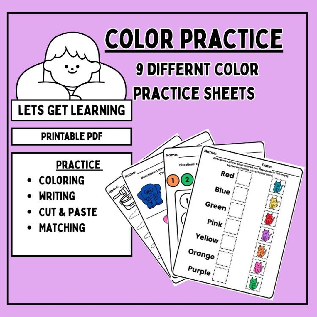 Color Practice Worksheets | Learn Colors | Preschool Printable PDF - Etsy