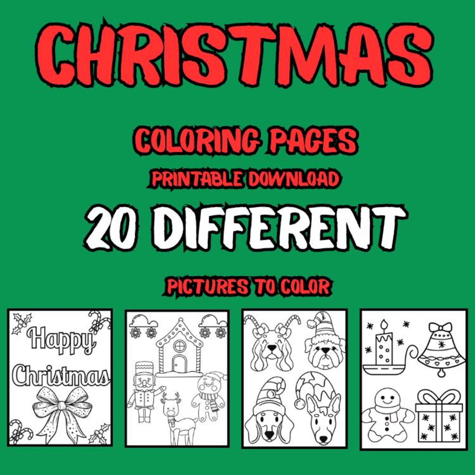 Christmas Coloring Pages | Kids Holiday Activity | Printable PDF - Etsy