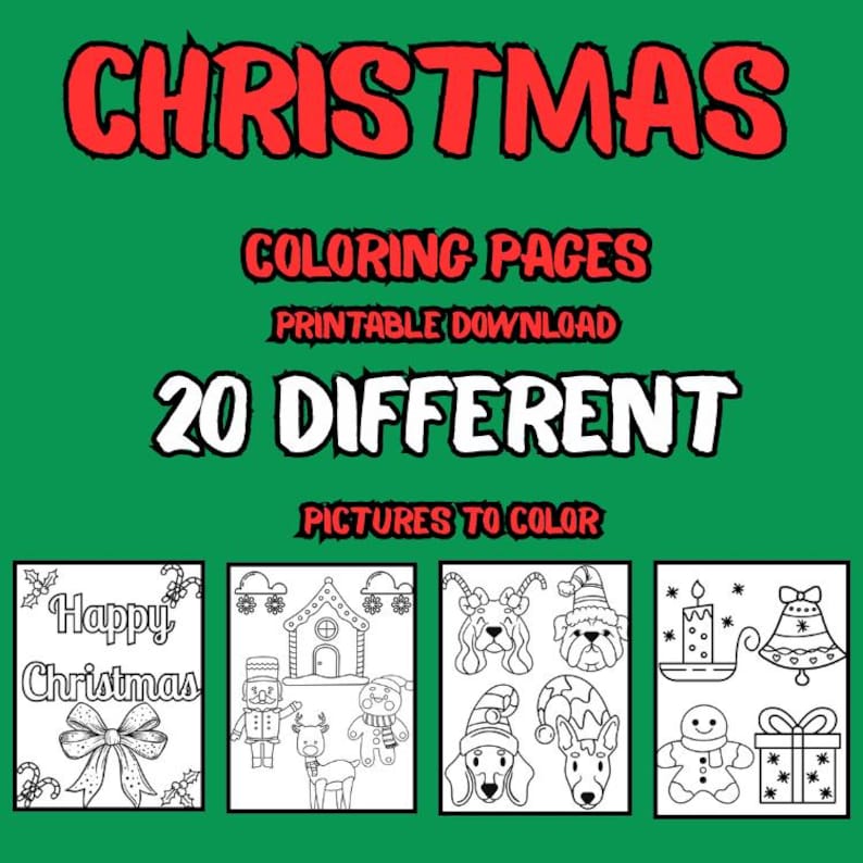 Christmas Coloring Pages | Kids Holiday Activity | Printable PDF - Etsy