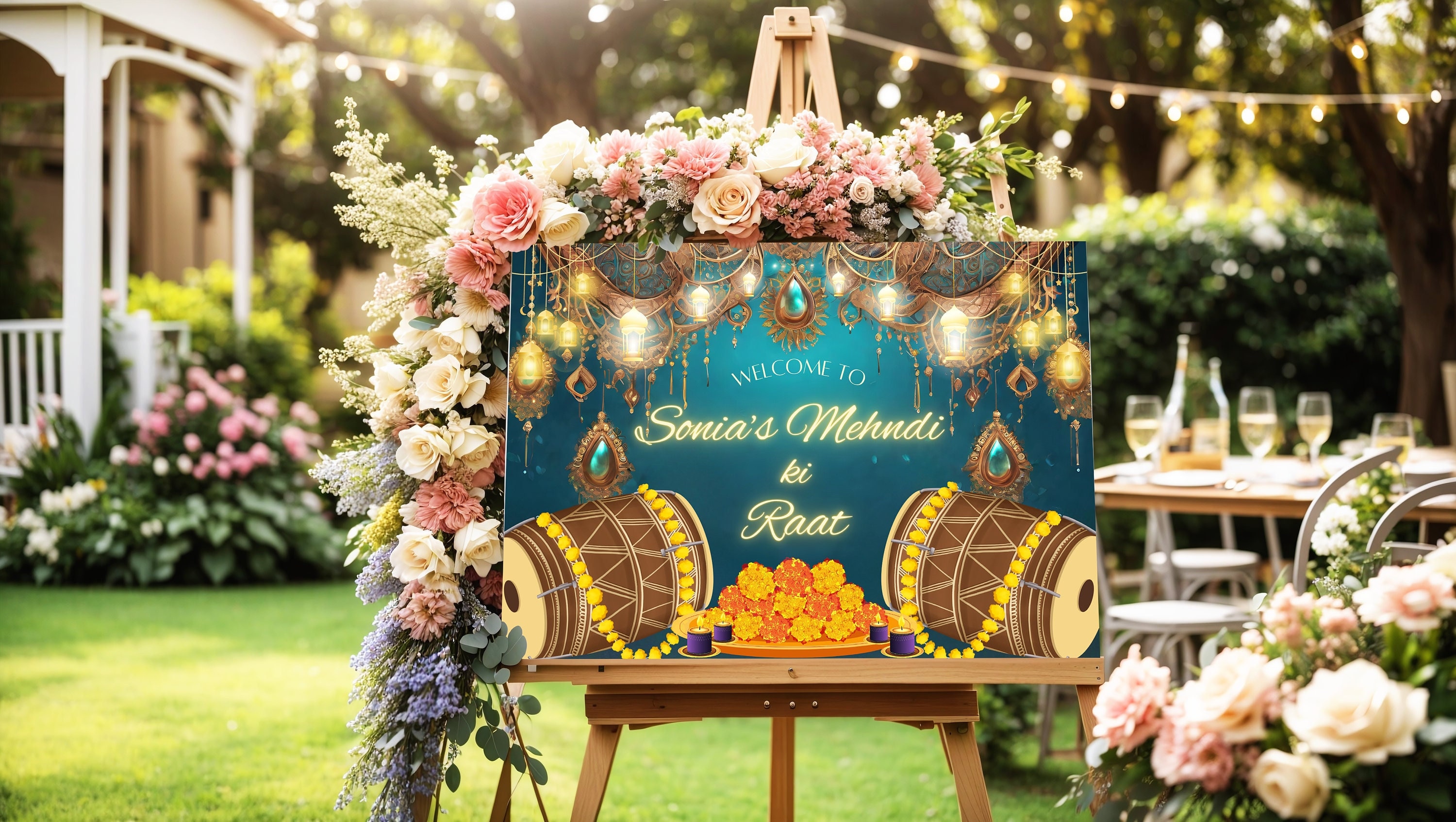 Mehndi Welcome Sign Sikh Wedding Sign Dholki Welcome Sign Dholak ...