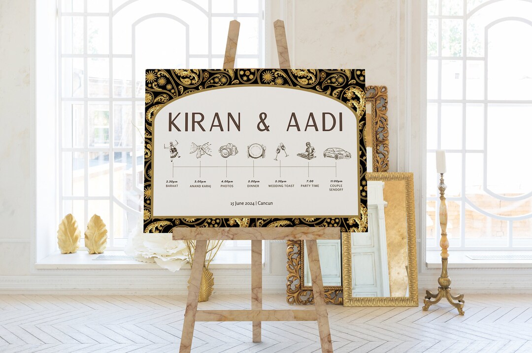 Indian Wedding Welcome Sign Paisley Wedding Timeline Template - Etsy