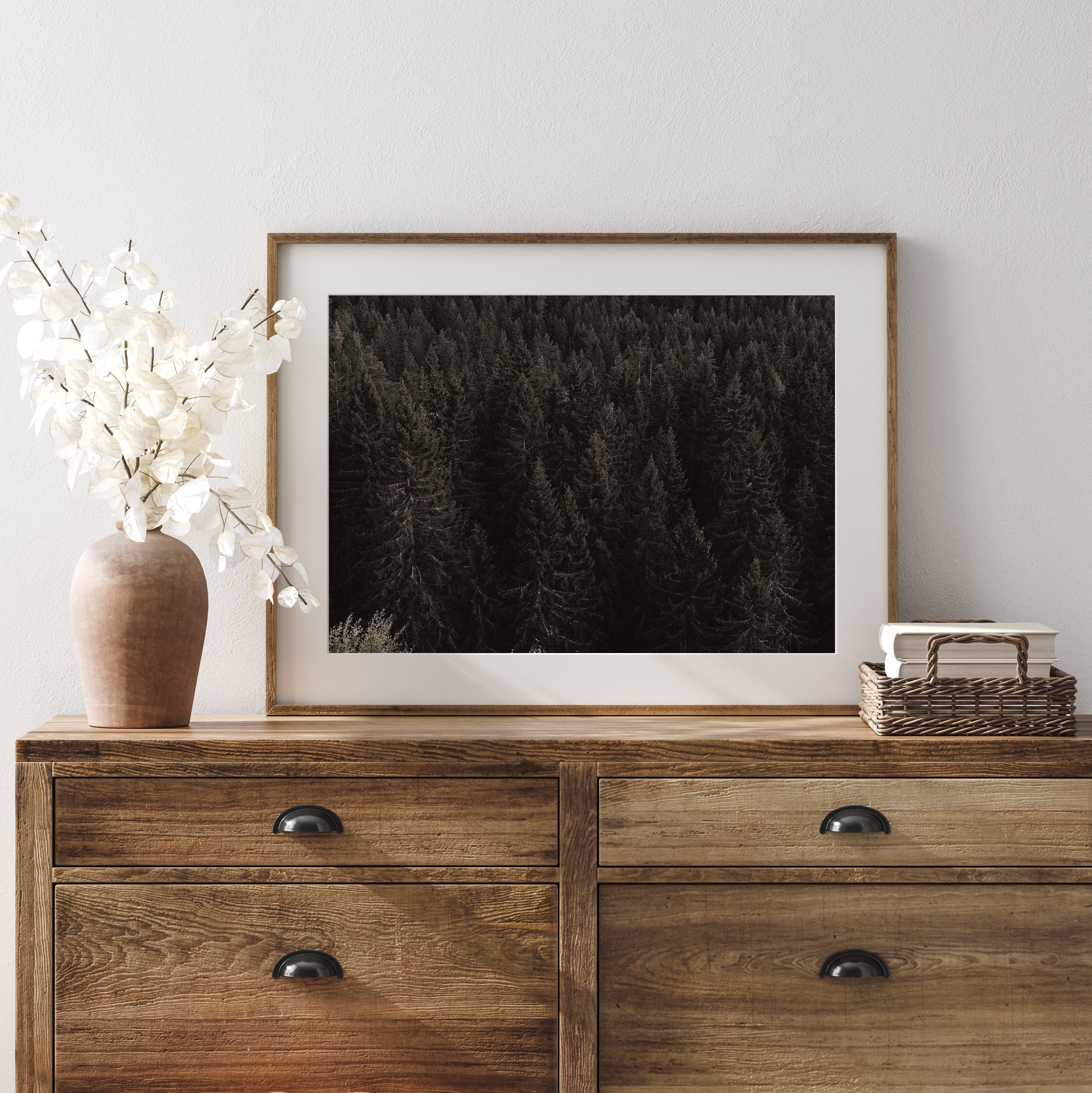 Moody Forest Poster, Evergreen Trees, Modern Cabin Decor, Western ...