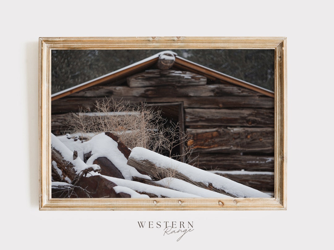 Snowy Winter Cabin, Log Cabin Poster, Wall Art for Lodge, Rustic ...