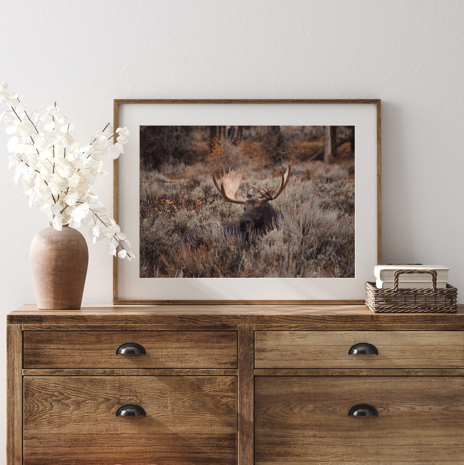 Sagebrush Moose Poster, Bull Moose Wall Art, Western Range, Wildlife ...