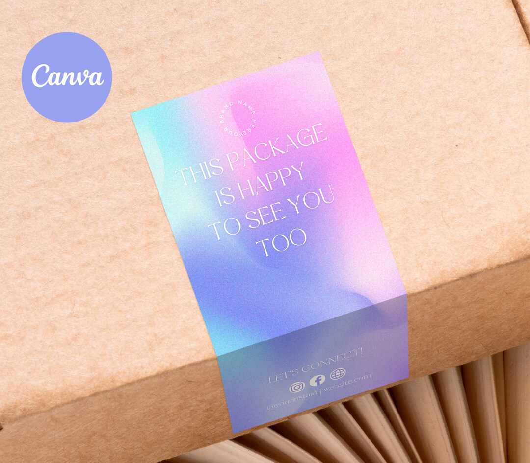 Gradient Box Seal Label Template Canva | Editable Shipping Box Label ...