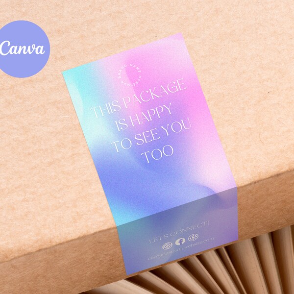 Pink Shipping Box Label Template Canva BOHO Order Packaging Seal ...