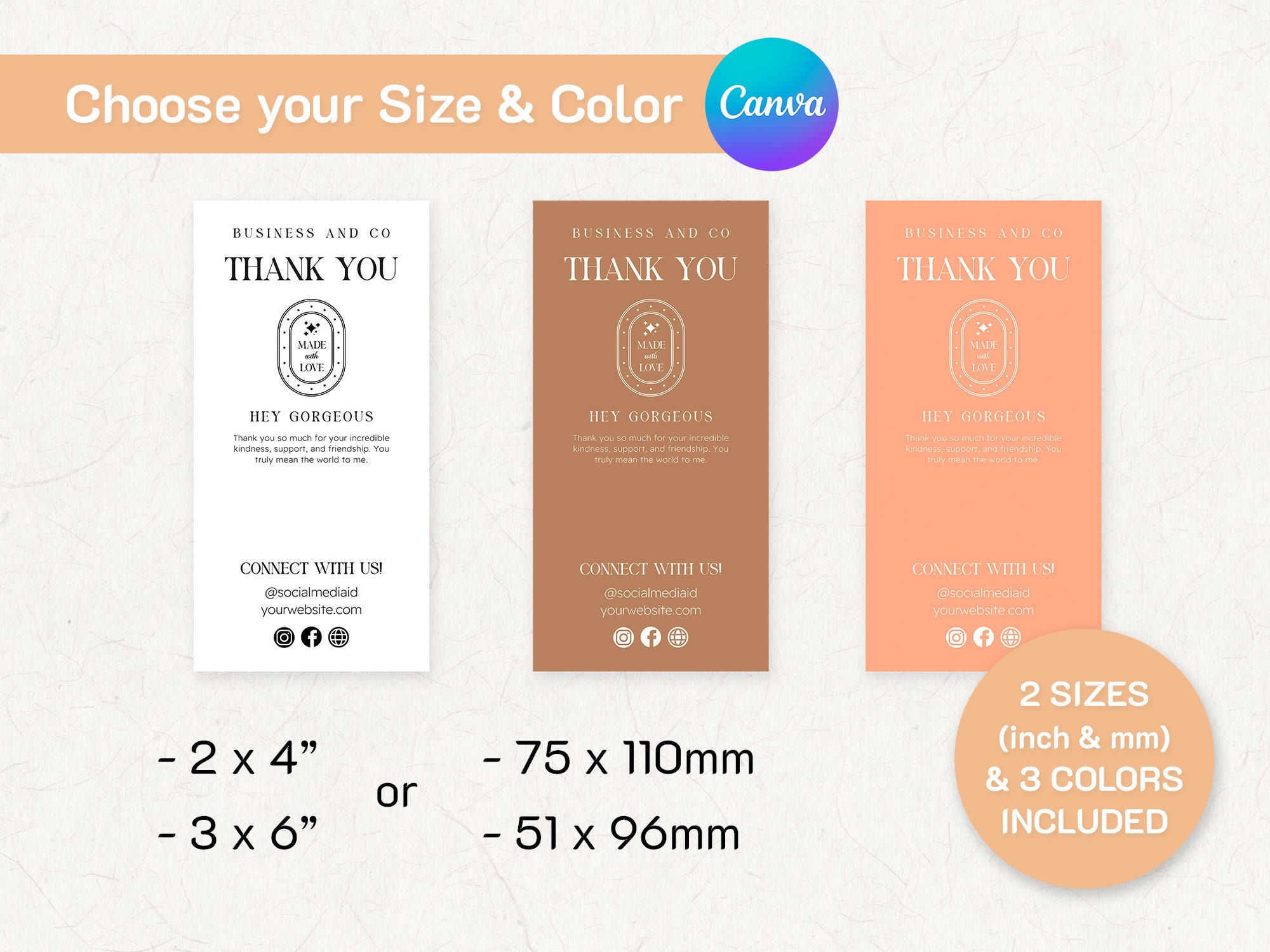 Thank You Box Label Template Canva | Editable Shipping Label ...