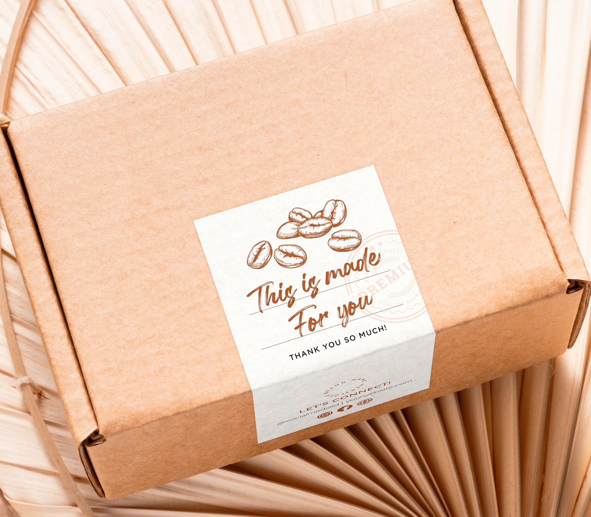 Coffee Box Label Template Canva | Order Packaging Seal Sticker ...