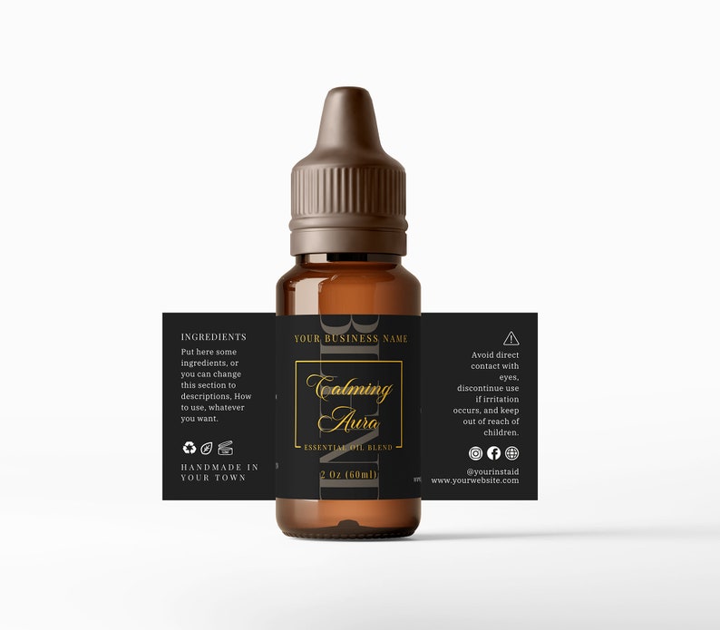 Luxury Oil Bottle Label Template Canva Dropper Bottle Label Design ...