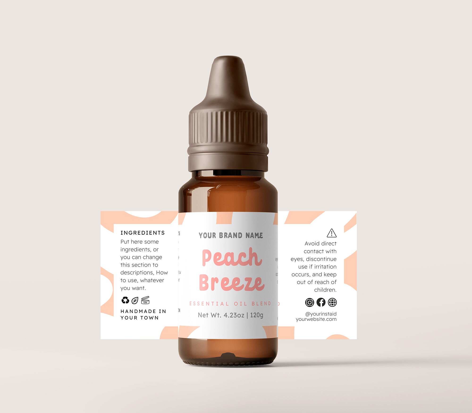 Facial Oil Bottle Label Template Canva | Oil Bottle Label Design ...
