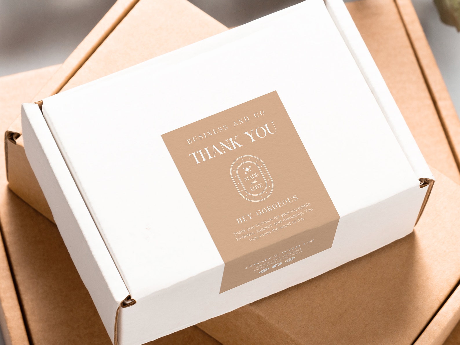 Thank You Box Label Template Canva | Editable Shipping Label ...