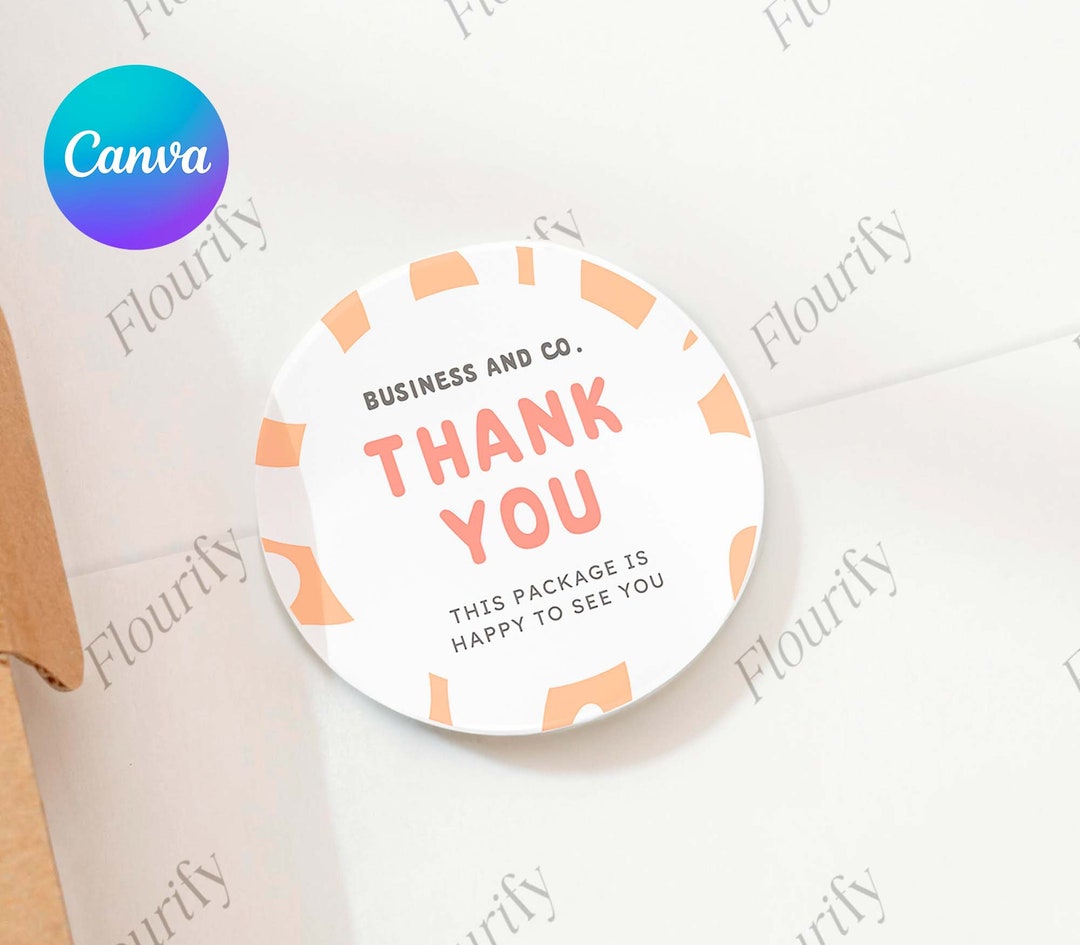 Packaging Thank You Sticker Template Canva | Editable Small Business ...
