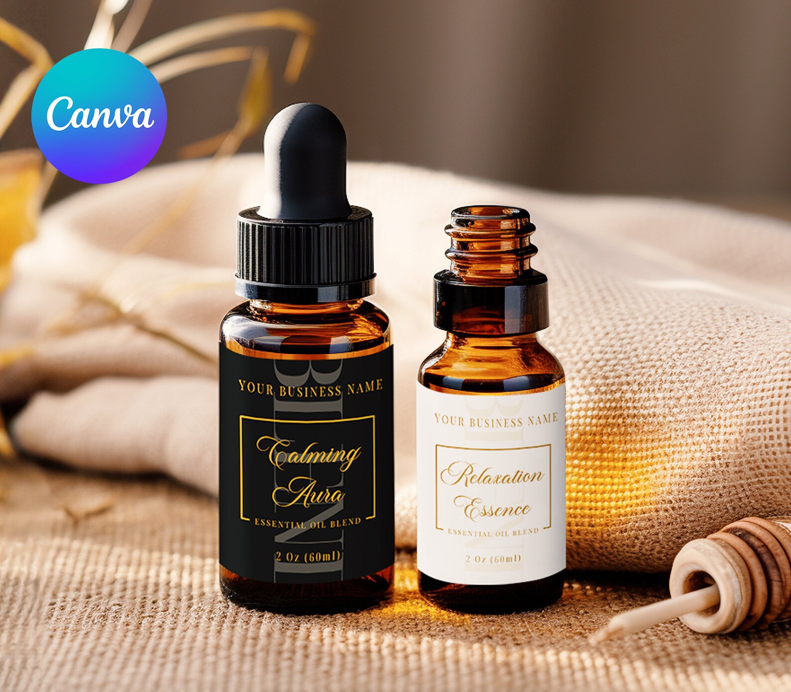 Luxury Oil Bottle Label Template Canva Dropper Bottle Label Design ...