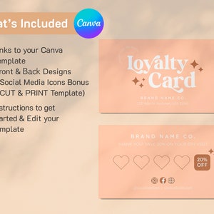 Retro Loyalty Card Canva Template | BOHO Customer Stamp Card | Editable ...