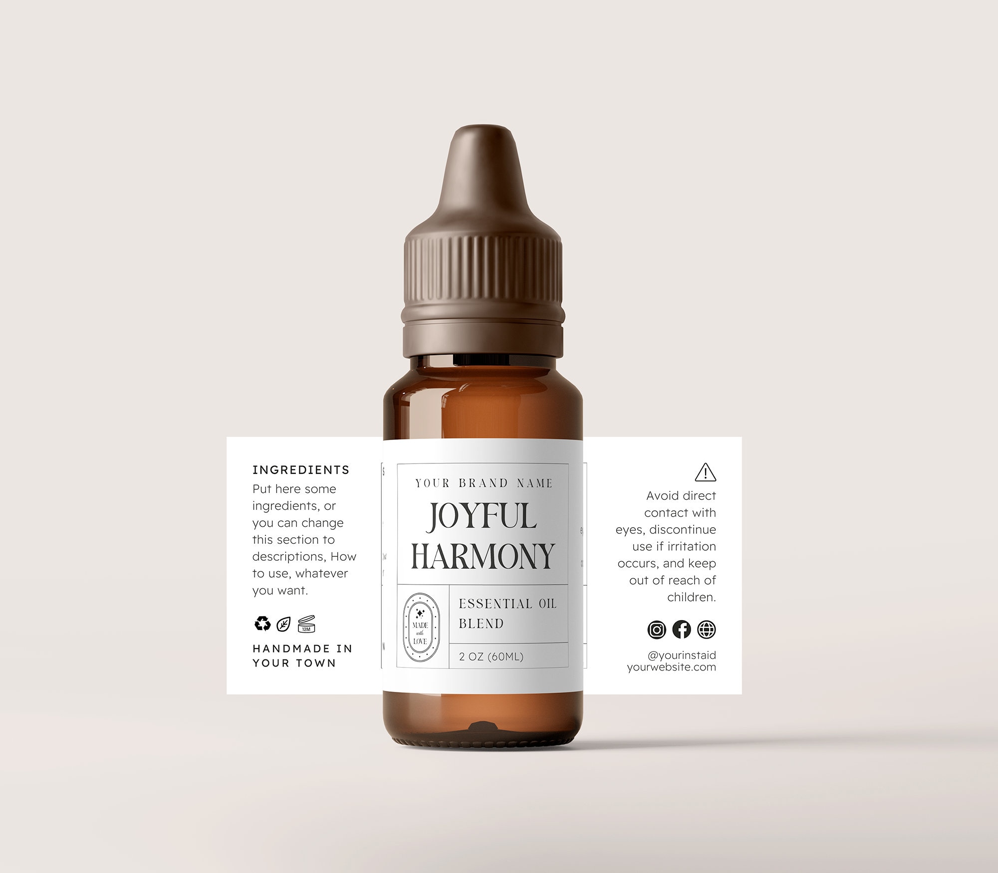 Modern Dropper Bottle Label Template Canva Oil Bottle Label Design ...