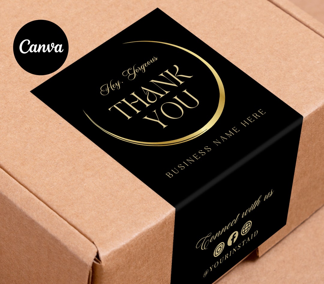Luxury Shipping Box Label Template Canva | Order Packaging Seal Sticker ...