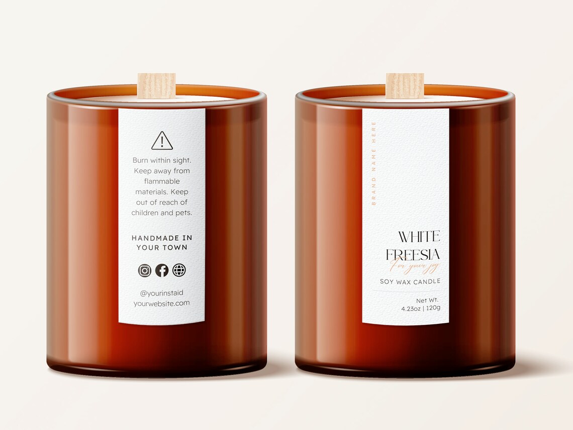 Vertical Candle Labels Template Canva Editable Thin Label - Etsy
