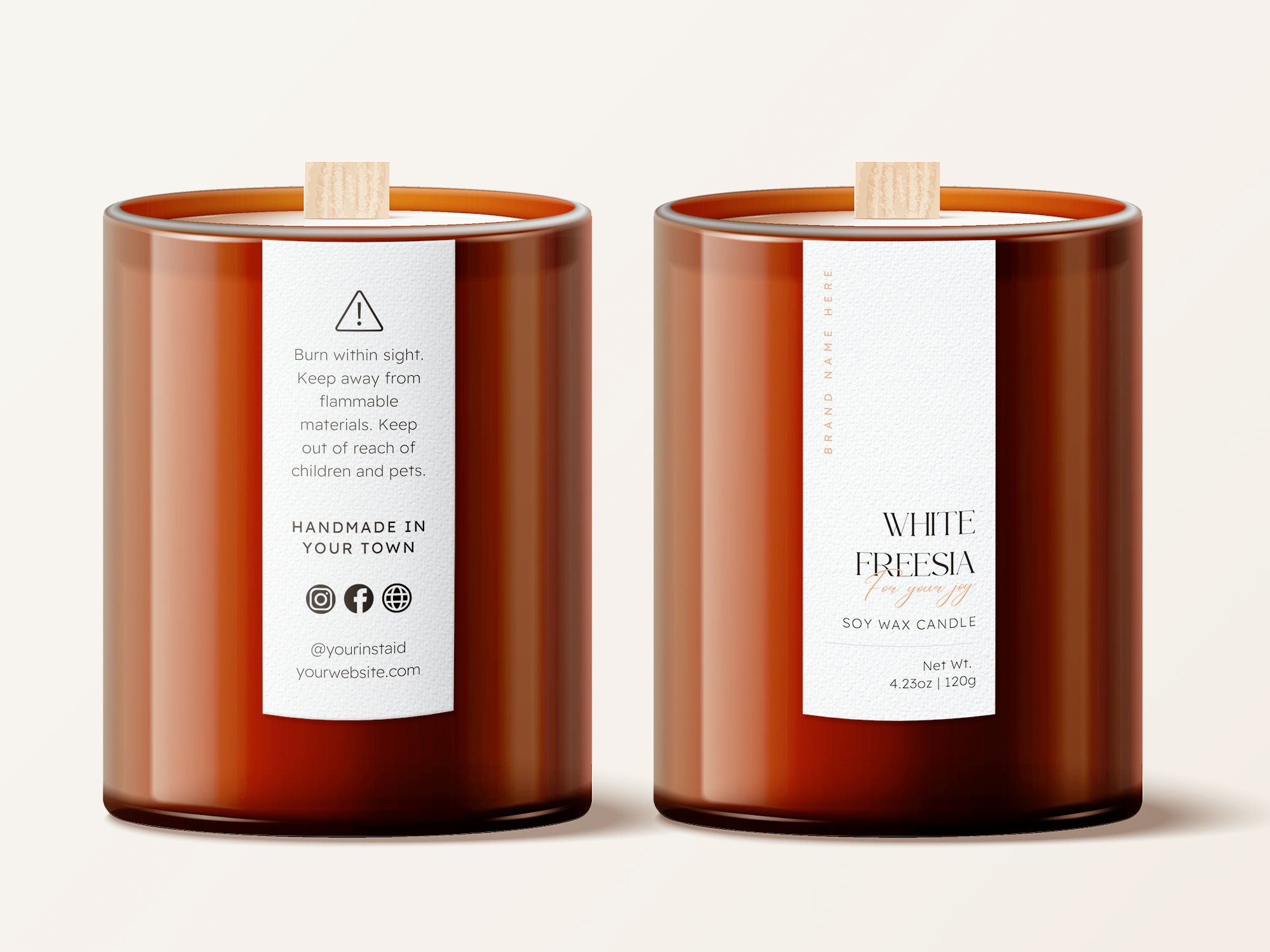 Vertical Candle Labels Template Canva | Editable Thin Label | Slim ...