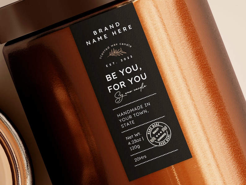 Thin Candle Labels Template Canva | Editable Vertical Product Sticker ...