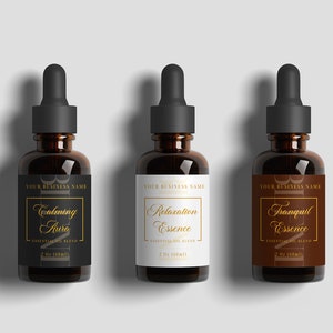 Luxury Oil Bottle Label Template Canva | Dropper Bottle Label Design ...