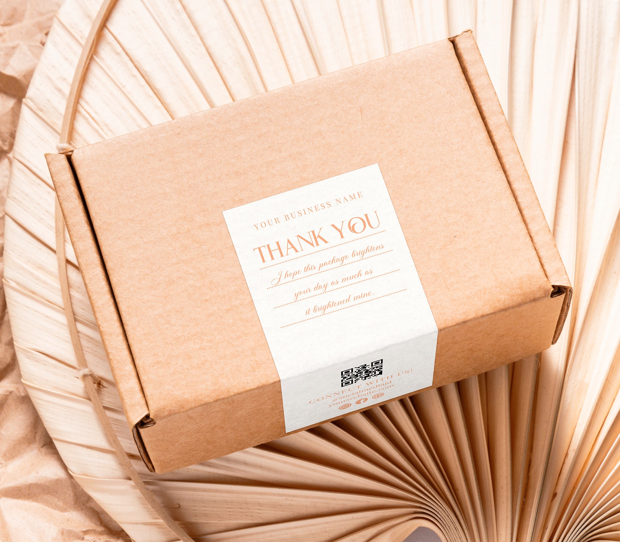 QR Code Box Label Template Canva Custom Packaging Box Seal Shipping ...