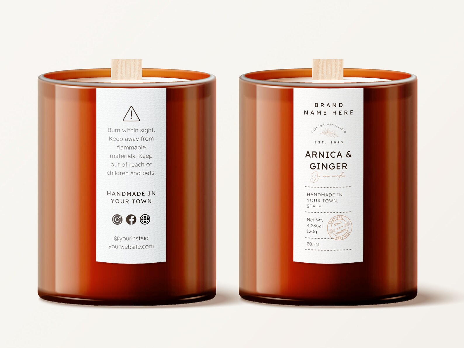 Thin Candle Labels Template Canva | Editable Vertical Product Sticker ...
