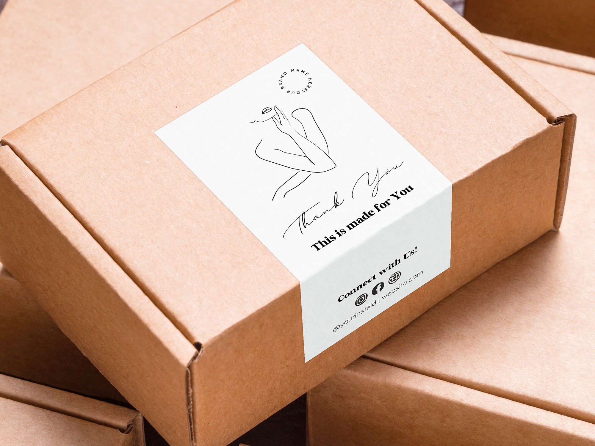 Editable Box Label Template Canva Shipping Package Seal Sticker ...