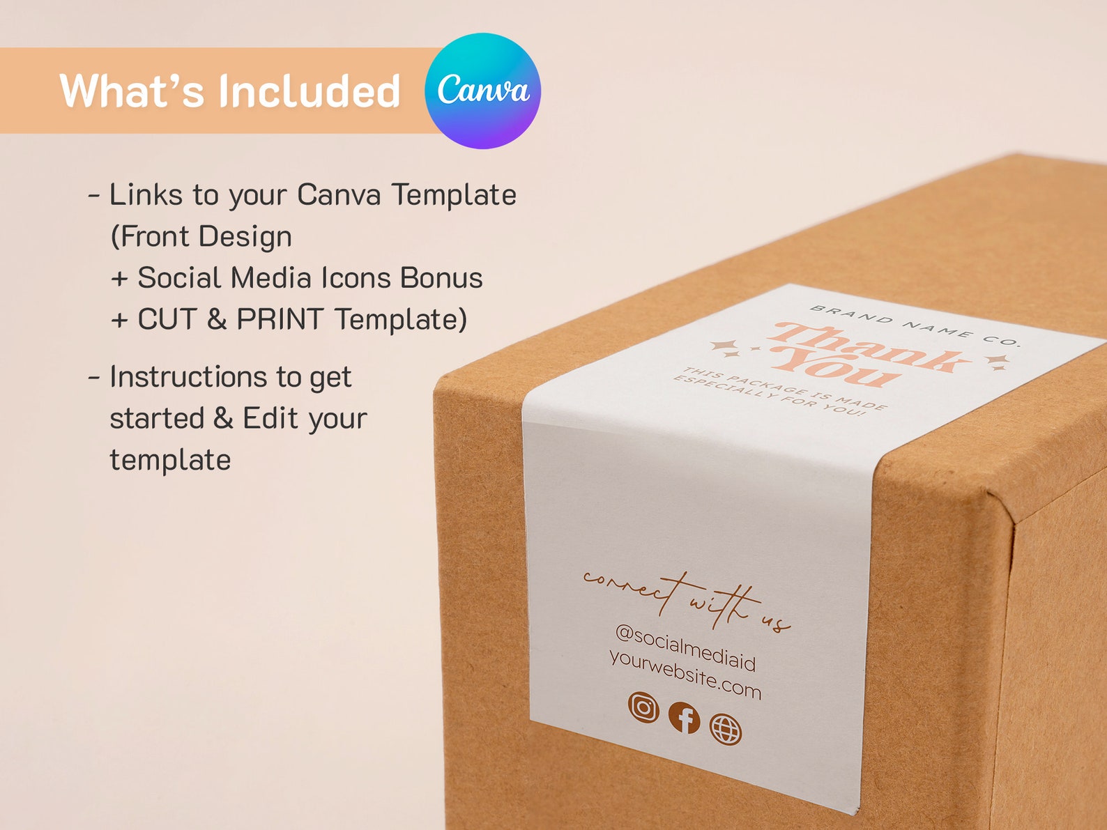 Packaging Box Label Template Canva | Shipping Label | Printable Order ...