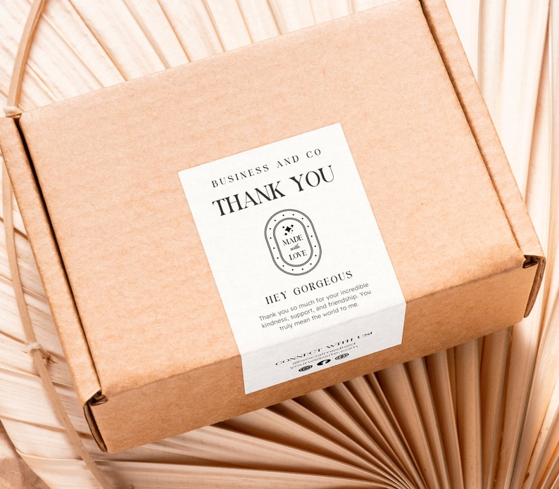 Thank You Box Label Template Canva | Editable Shipping Label ...