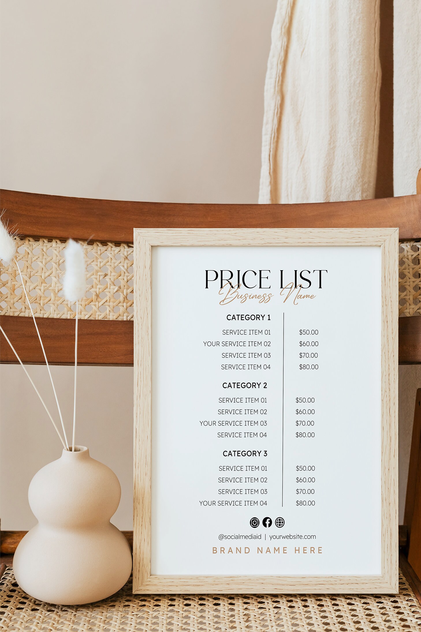 Modern Price List Template Canva Editable Price Sheet Pricing List for ...
