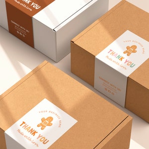 Editable Cookie Box Labels Template Canva | Bakery Order Packaging Seal ...